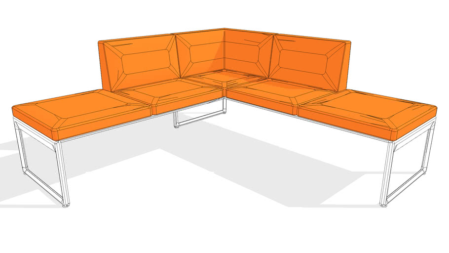Clique 5 Seat Left Full Back with Open Ends - Metal Legs | 3D Warehouse