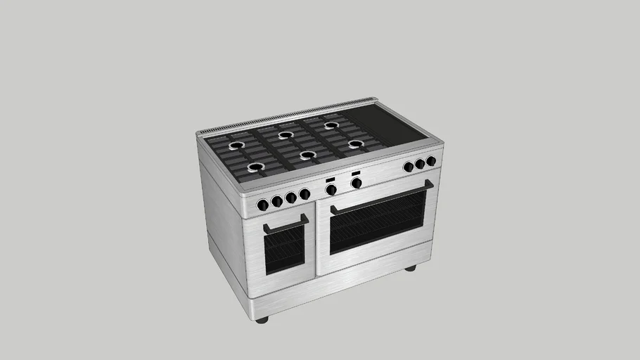 Cafe 48-in Standard 6 Burner Double Oven Dual Fuel Range | 3D Warehouse