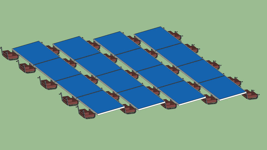 Unirac RM Roof Mount Array - 4x4 layout of 16 modules | 3D Warehouse