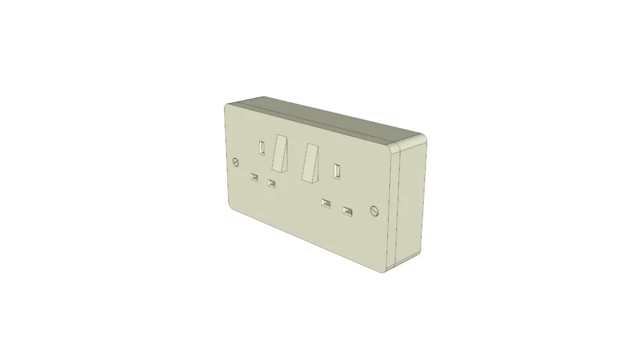 2 Gang, Wall Mounted, Plug Socket | 3D Warehouse