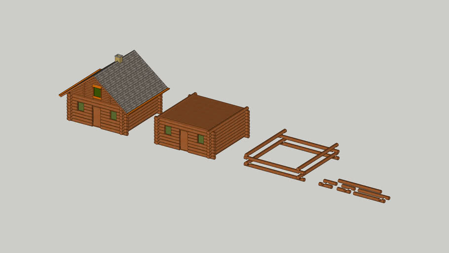 Log Cabin Structural Logs | 3D Warehouse