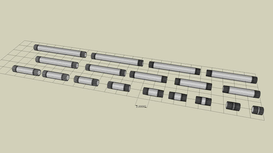 1 inch Steel Sch 40 Nipple NPT Fittings | 3D Warehouse