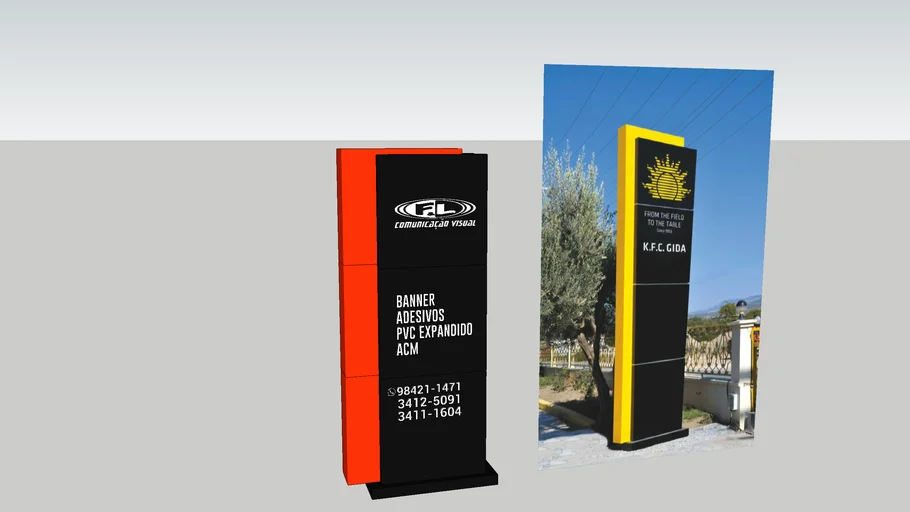 Totem de ACM com letra Caixa | 3D Warehouse