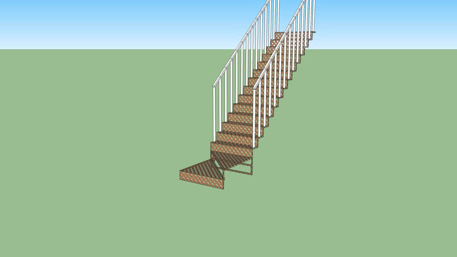 4' wide steel stairs | 3D Warehouse