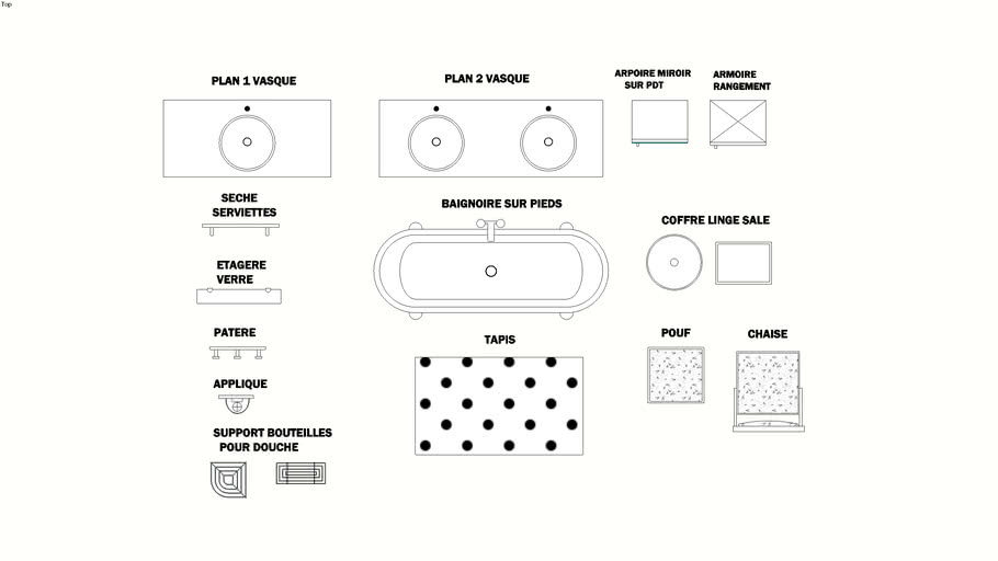 Objects for 2D bathroom | 3D Warehouse