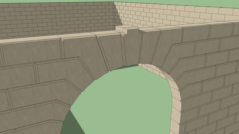 Rusticated Ashlar Keystone Sandstone Wall w/ Arch Doorway | 3D Warehouse