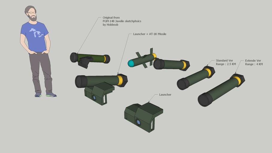 AT-1K Raybolt anti-tank guided missile , LIG ,KOREA | 3D Warehouse