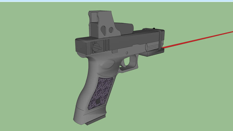 Glock 18 with Laser Sight and Holographic Sight - G18 | 3D Warehouse