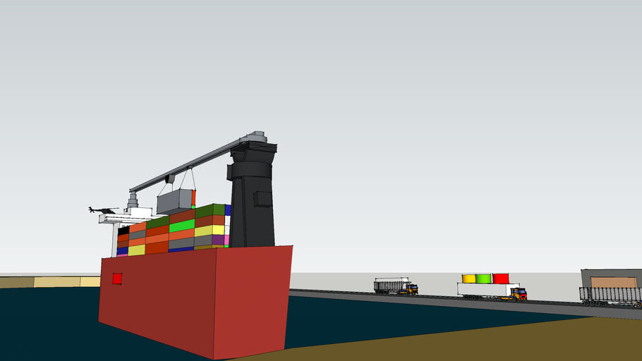 Container Ship in Port | 3D Warehouse