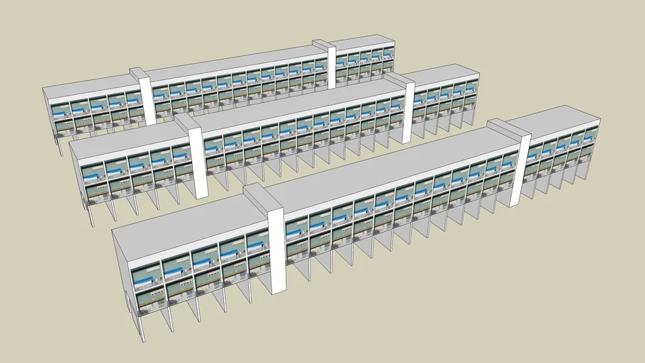 Blocco di 3 edifici in linea - Peep Ovest (1976) | 3D Warehouse