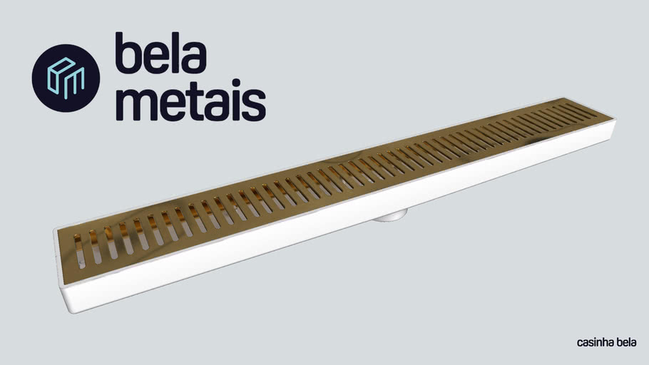 Ralo Linear com Grelha Metalizada 7x52 cm Dourado e Branco (RL17) | 3D Warehouse