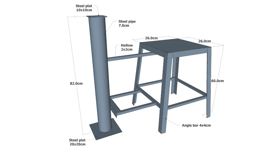 Laste setting bench / Bangku pengatur sepatu | 3D Warehouse