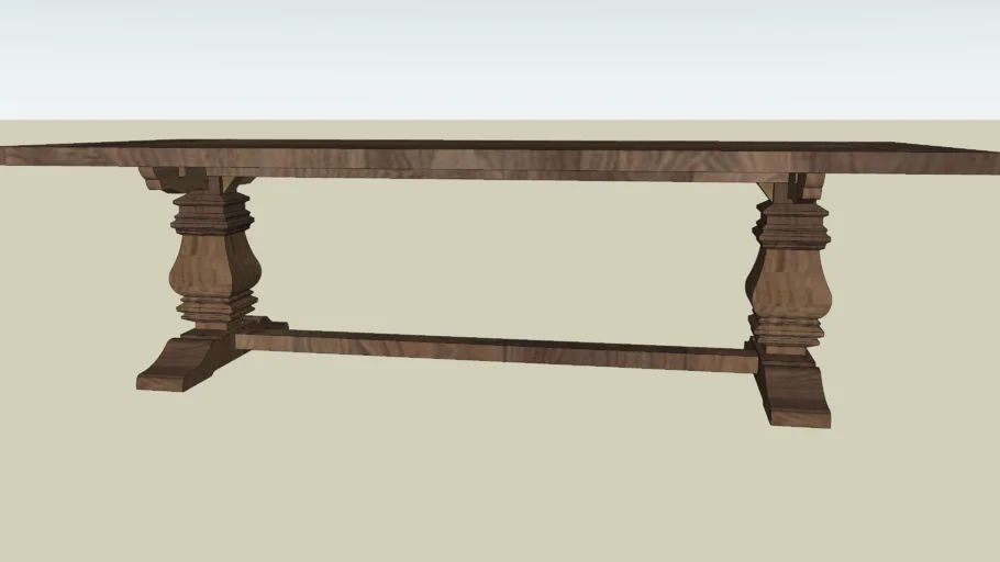 TRESTLE SALVAGED WOOD EXTENSION DINING TABLES | 3D Warehouse