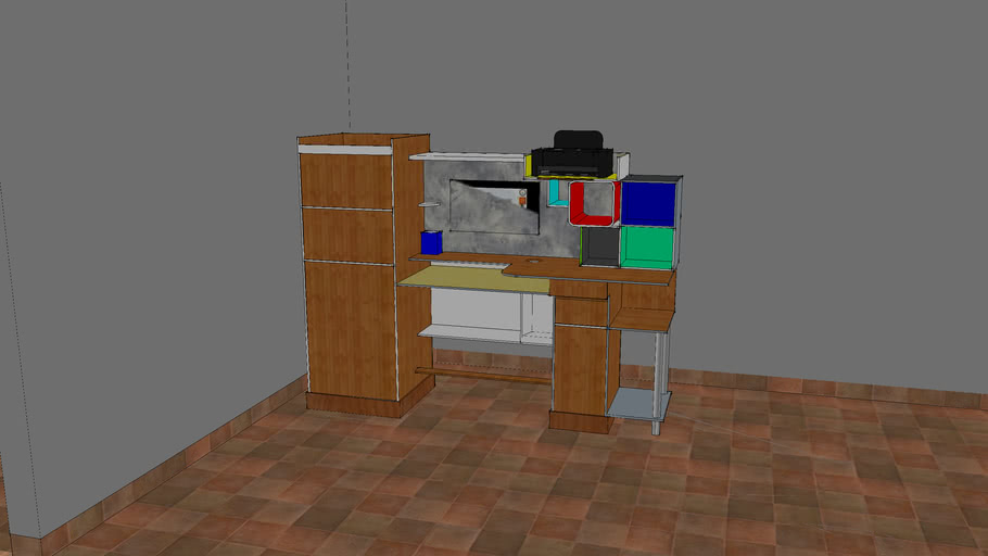 meja komputer | 3D Warehouse