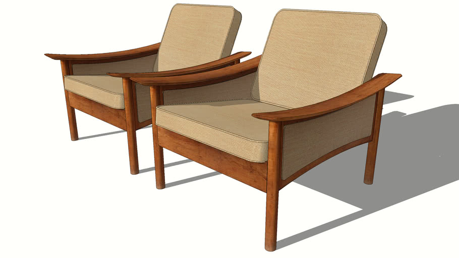 PAIRE DE FAUTEUILS SCANDINAVES PAR OSKAR LANGLO | 3D Warehouse