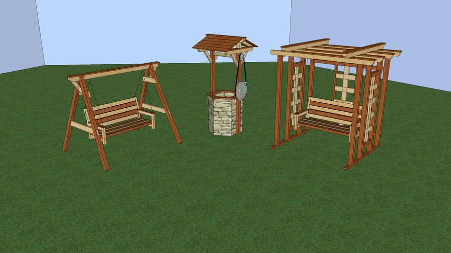 Wooden garden fountain/swings | 3D Warehouse