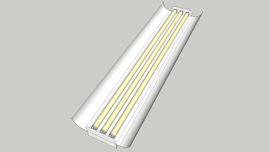 1950's 3 tube fluorescent light fixture 2 | 3D Warehouse