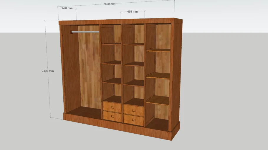 Almari Pakaian Minimalis 260 x 60 | 3D Warehouse