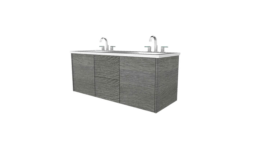 2 Sinks Floating Vanity with Cleaf Surface | 3D Warehouse