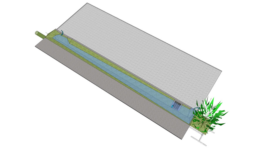 Drainage Swale with Storm Storage Pipe and Tree Irrigation | 3D Warehouse
