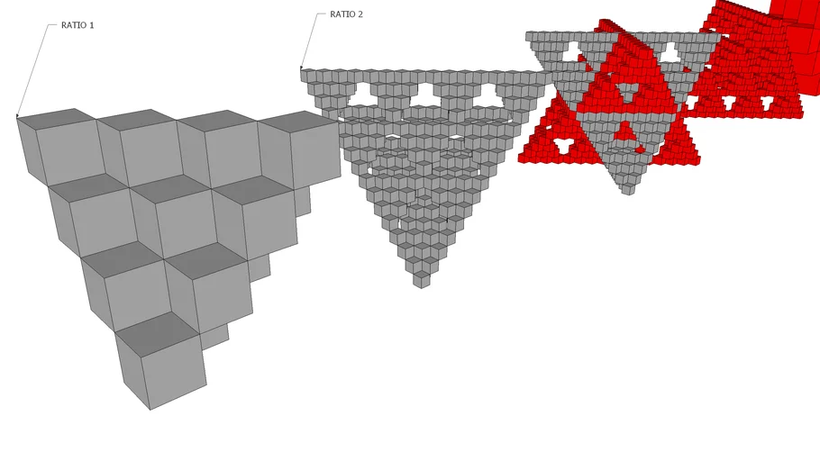 Z CUBE STEP N°1,5 FRACTAL RATIO 2 (tetrahedron fractal with fractal ...