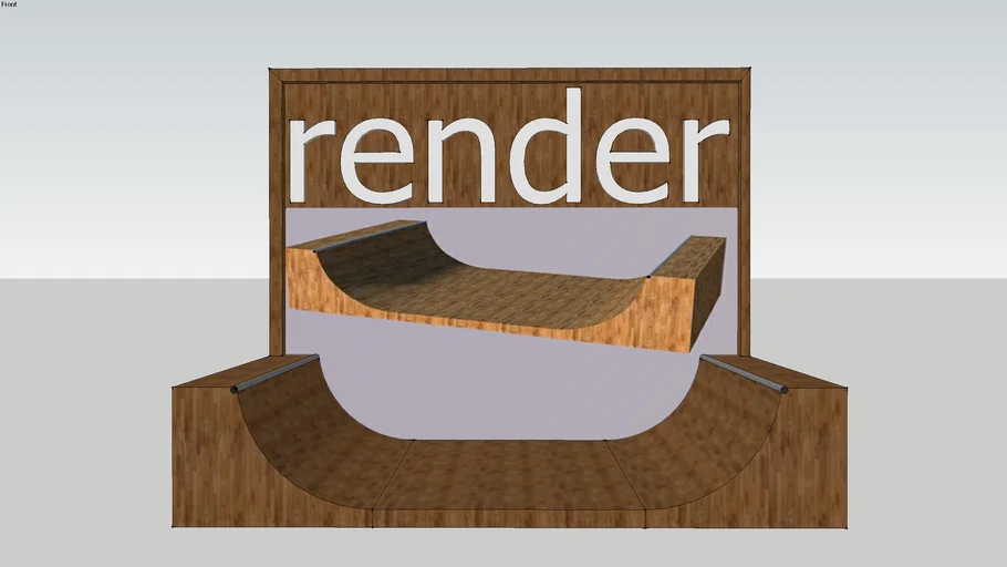 Mini ramp with coping and a render of it | 3D Warehouse
