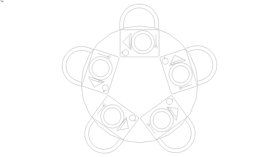 2D Round Table w/ 5 Seats | 3D Warehouse