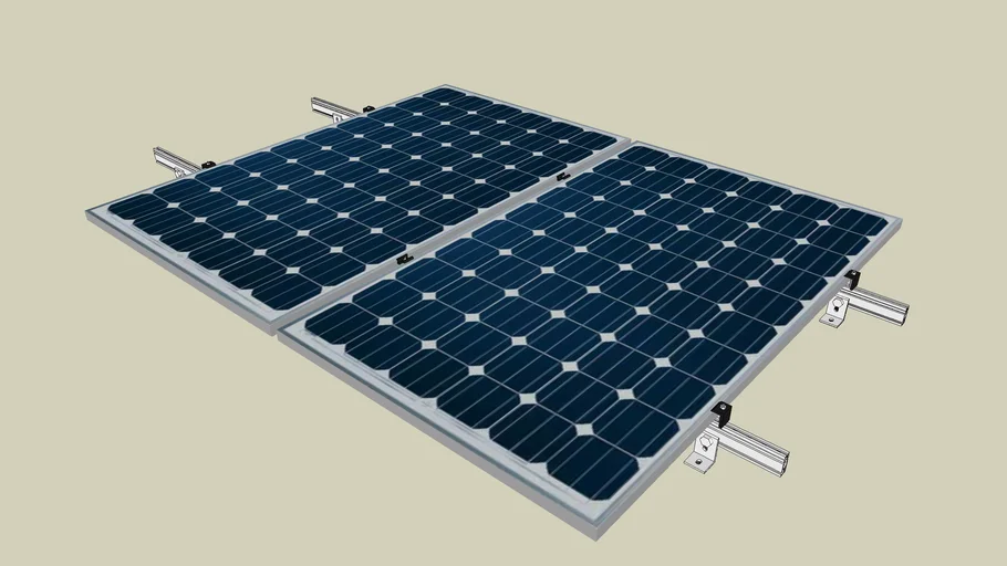 Unirac rails and L feet with modules mounted | 3D Warehouse