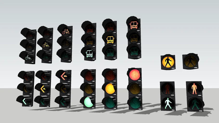 Hi Flux LED 300mm Traffic signals alt. set | 3D Warehouse