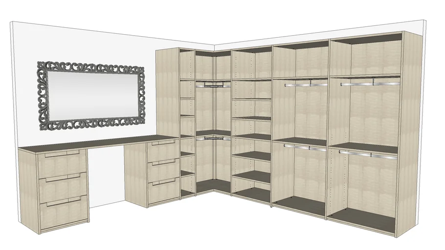 Closet - esquinero, tablillero, colgadores y peinadora | 3D Warehouse