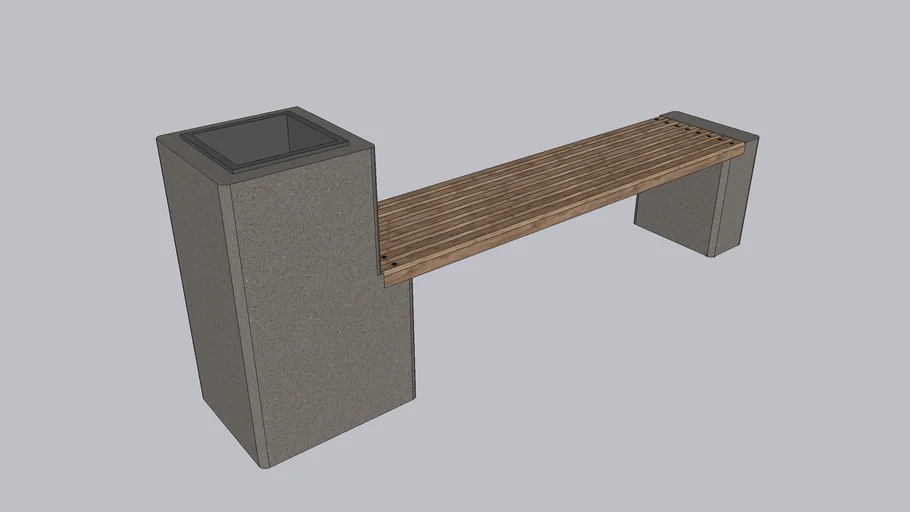 panca con cestino della spazzatura | 3D Warehouse