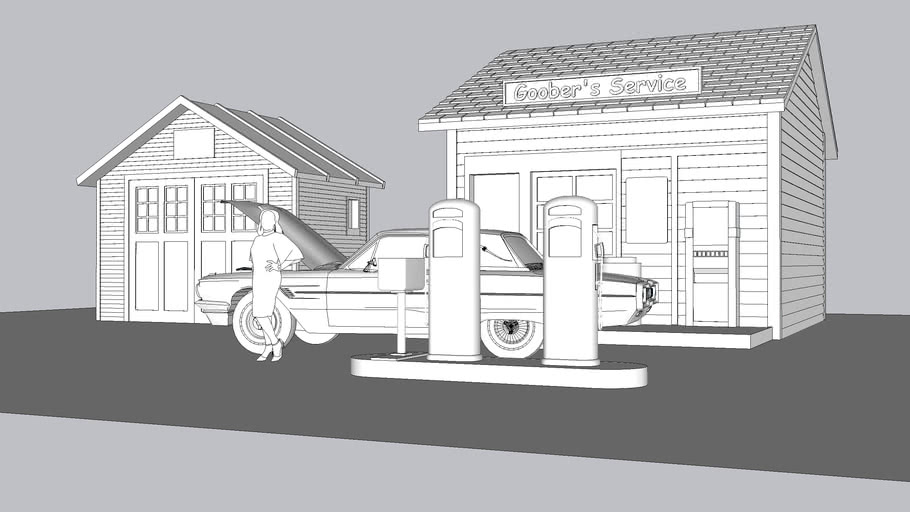 Gas Station as modeled on SketchUp Live | 3D Warehouse