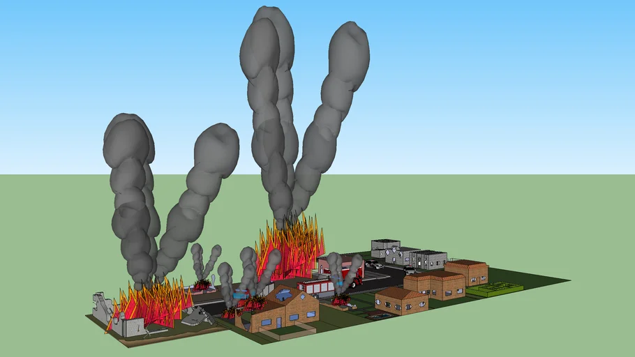 Neighborhood on FIRE | 3D Warehouse