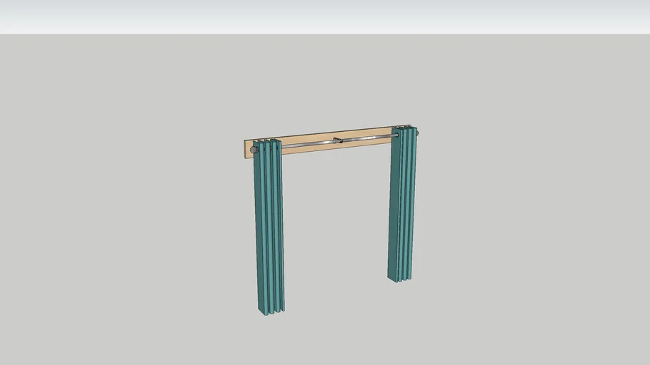 Curtains with oak runner and ball style finials | 3D Warehouse