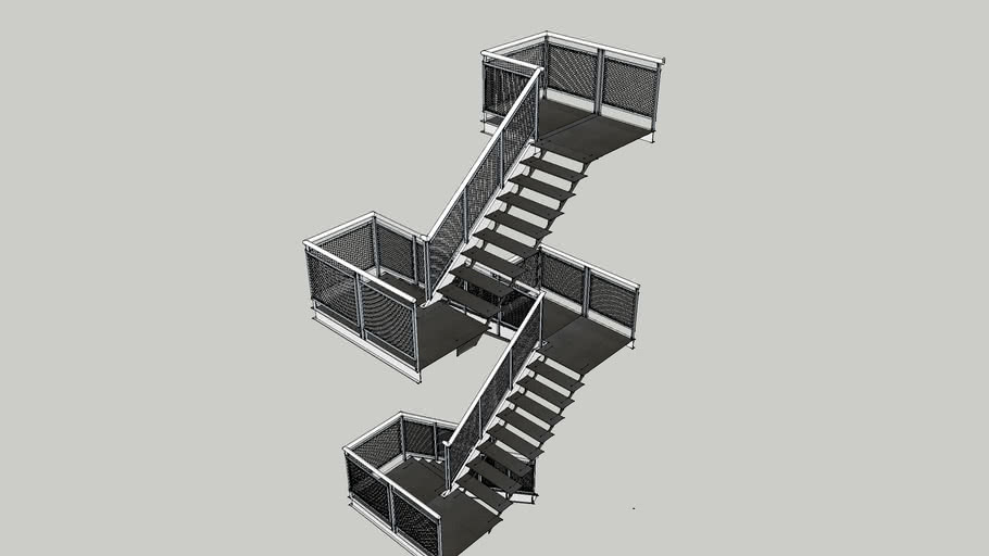 Stairs with metal mesh stairs | 3D Warehouse
