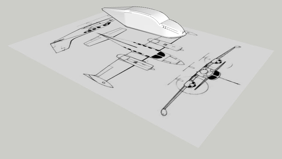 Unfinished fuselage for a Cessna 421 model with blueprints | 3D Warehouse
