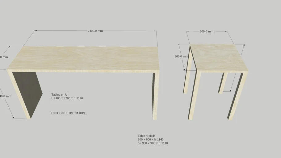 table haute 240x70x114 | 3D Warehouse