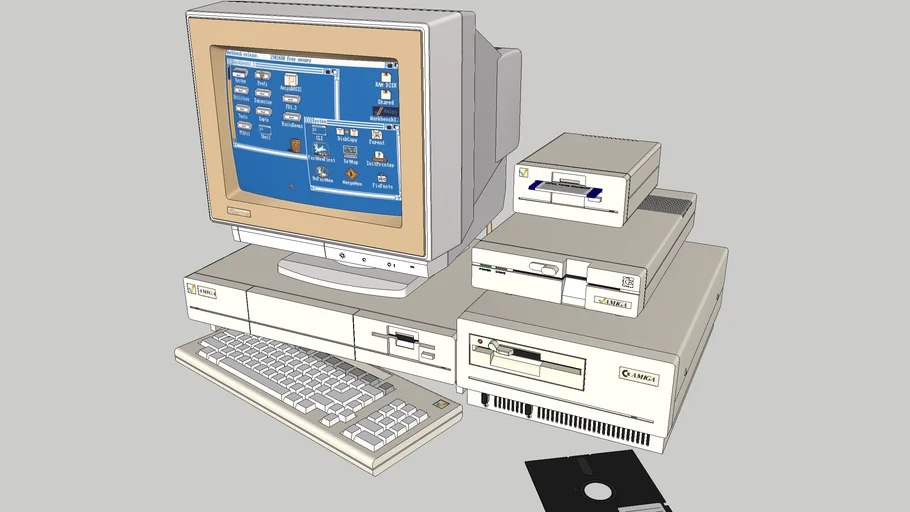 Commodore Amiga 1000 with A1060 SideCar, A1300 Genlock, and Floppy ...