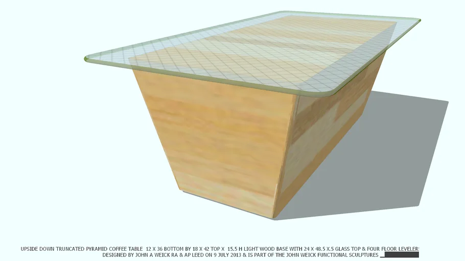 COFFEE TABLE LT WD TRUNCATED GLASS 2X4 TOP DESIGNED BY JOHN A WEICK RA ...
