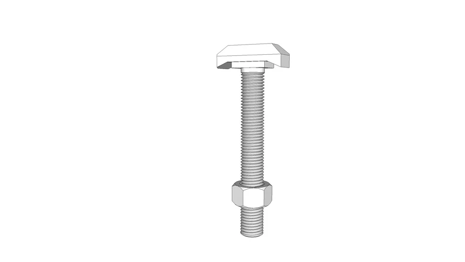 Hammer Head T-Bolt m20 x 150mm HDG Finish 2.5mm pitch | 3D Warehouse