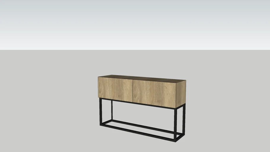 Industrial, modern, contemporary and simple oak and metal lowboard | 3D ...