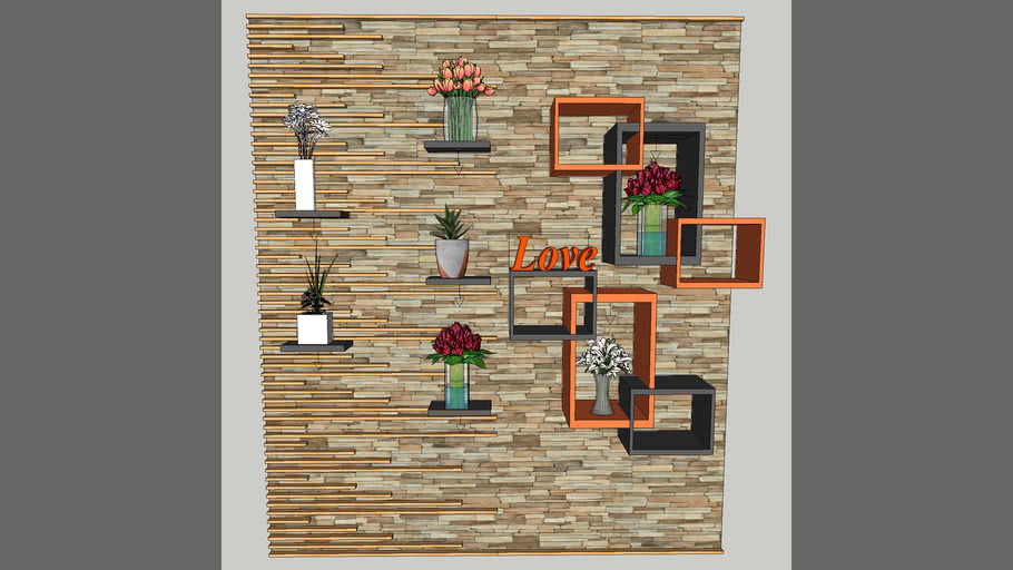 wall cladding of Stone and wood. | 3D Warehouse