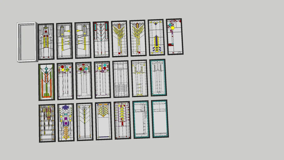 Prairie House Style Windows (Narrow Width) | 3D Warehouse