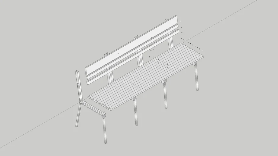 timber + metal bench | 3D Warehouse