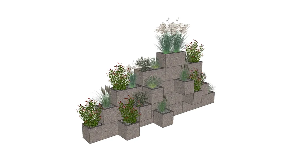 Jardim com bloco de concreto | 3D Warehouse