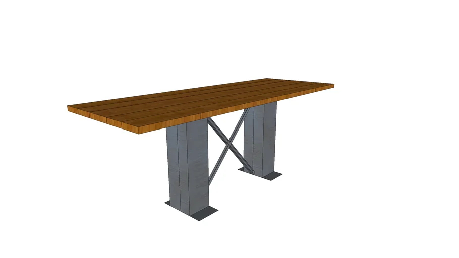 Wood-Steel Design table, | 3D Warehouse