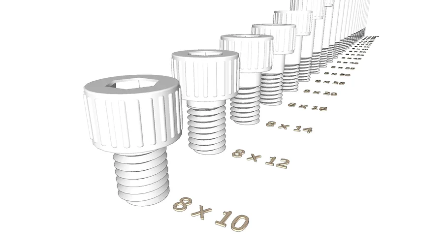 Allen-Head Bolt Partially Threaded 8 x 10-100 | 3D Warehouse