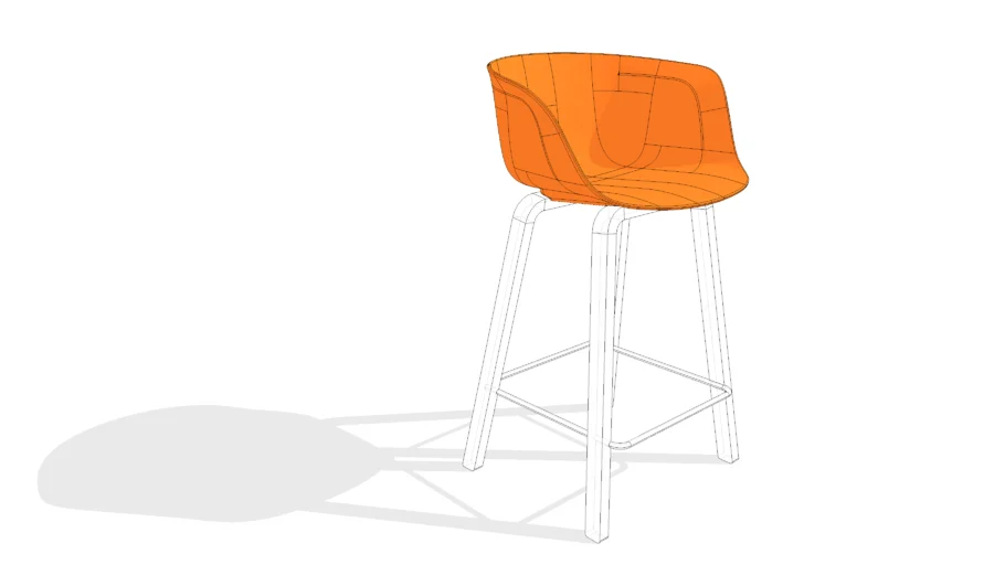 Loria_Stool_4_Leg_Wood | 3D Warehouse