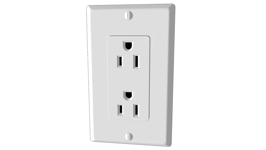 120 V 15 A Electrical Receptacle (NEMA 5-15R), Duplex Rectangular | 3D ...