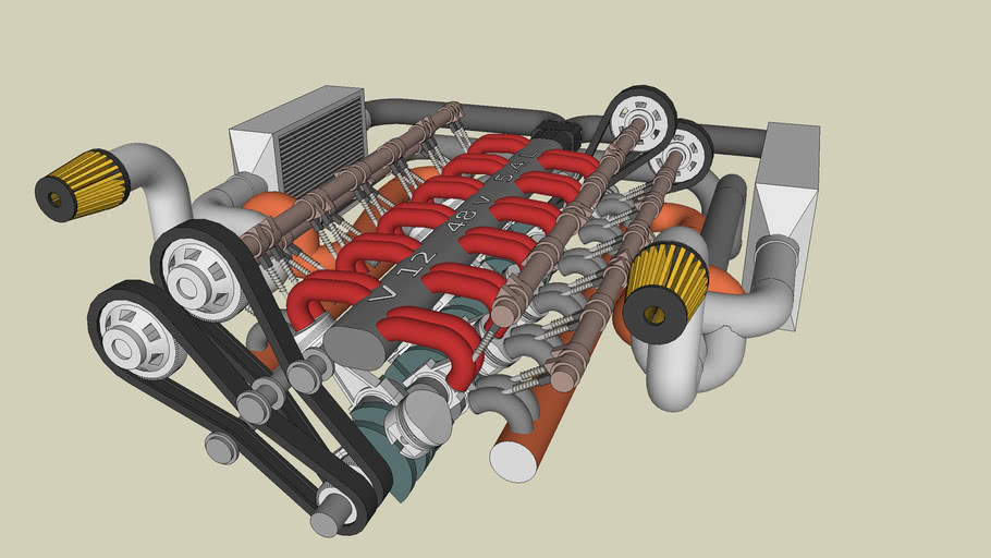 V12 48v twin turbo engine | 3D Warehouse